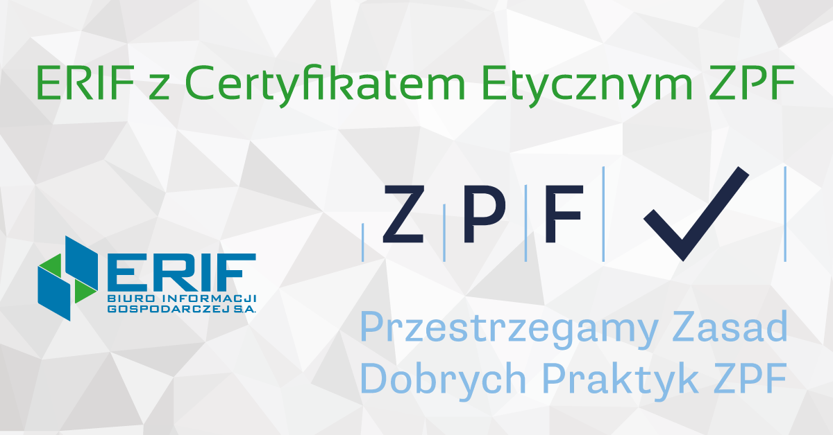Certyfikat Etyczny ZPF - ERIF Biuro Informacji Gospodarczej S.A.